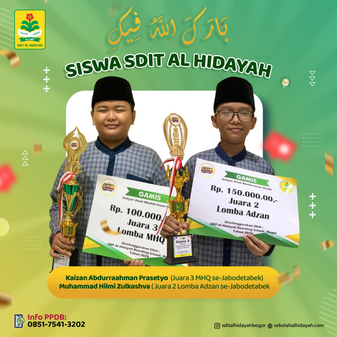 SDIT Al Hidayah Cibinong Borong Juara di Al Hidayah Festival GAMIS 2024 - Sekolah Al Hidayah